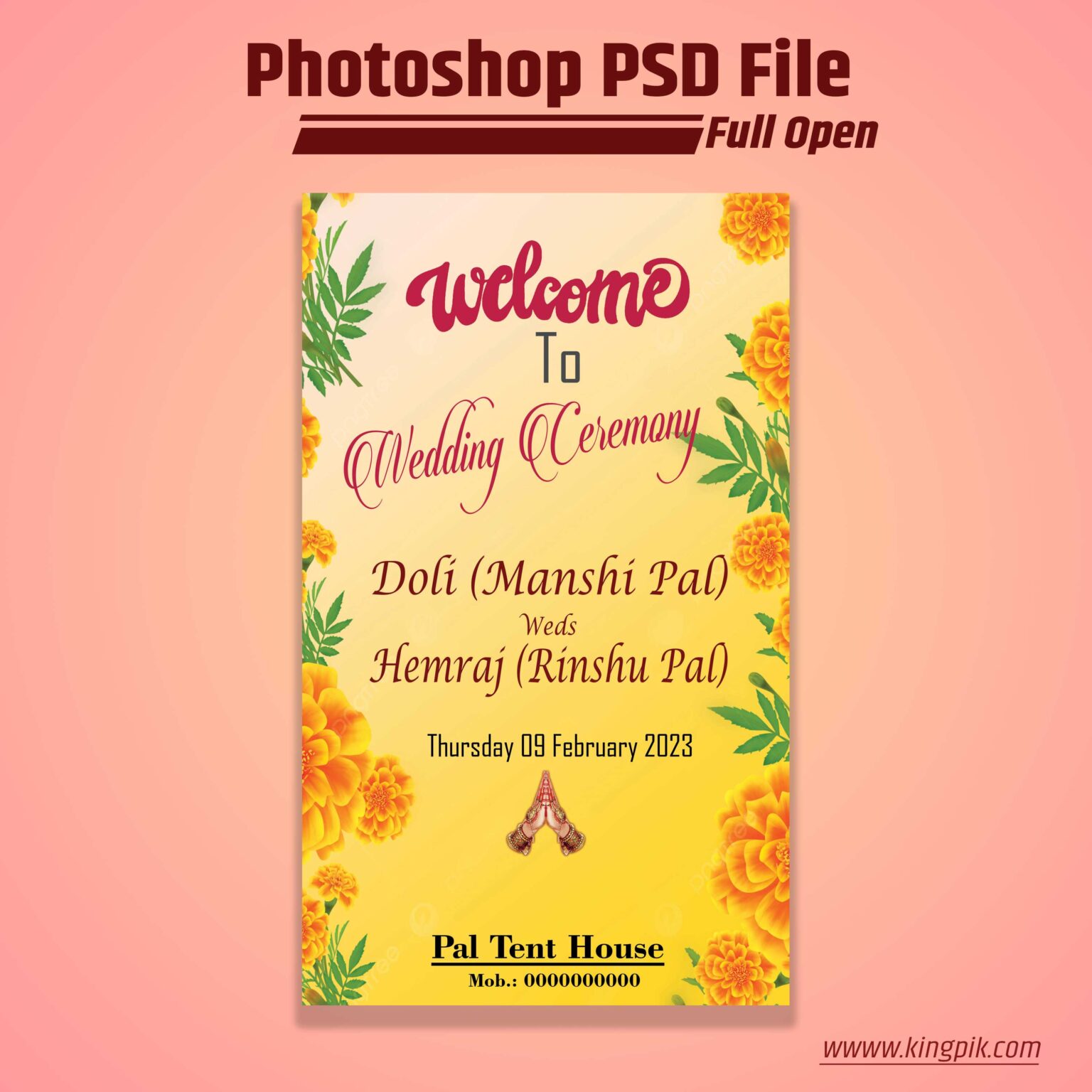 New Wedding Ceremony Welcome Flex Banner Design PSD File - KingPik