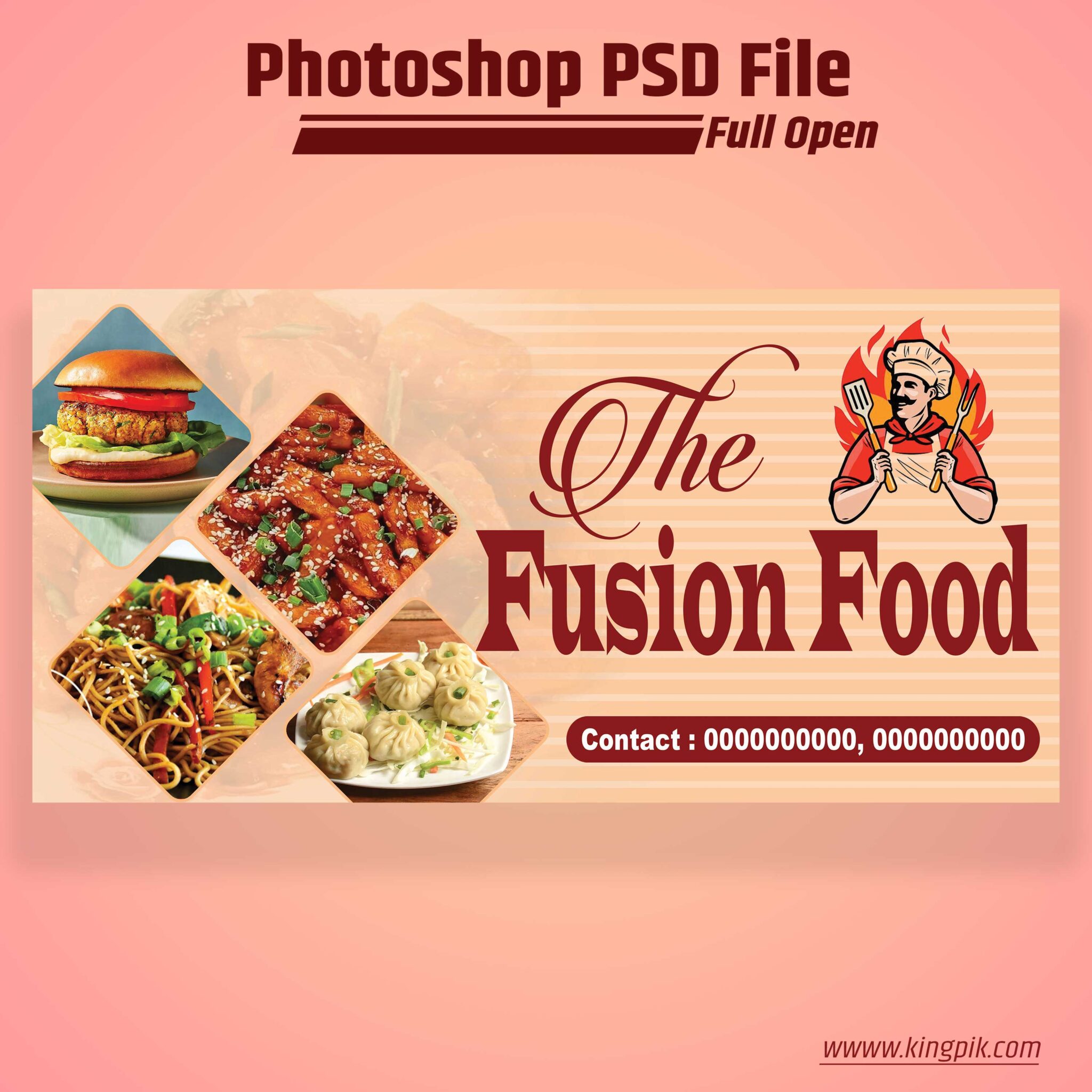 Fusion Fast Food Flex Banner Design PSD File - KingPik
