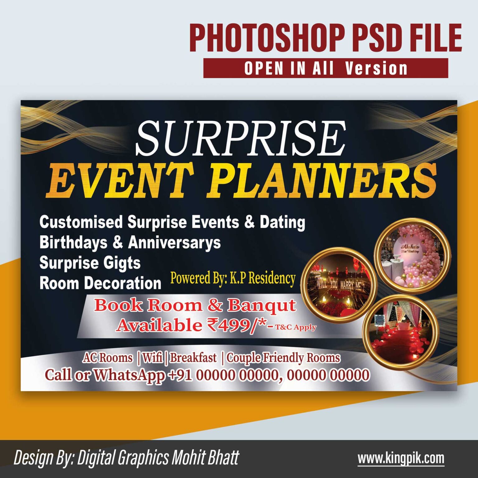 Event Planners Shop Flex Banner Design PSD File - KingPik