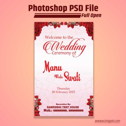 Wedding Welcome Flex Board Design PSD File - KingPik