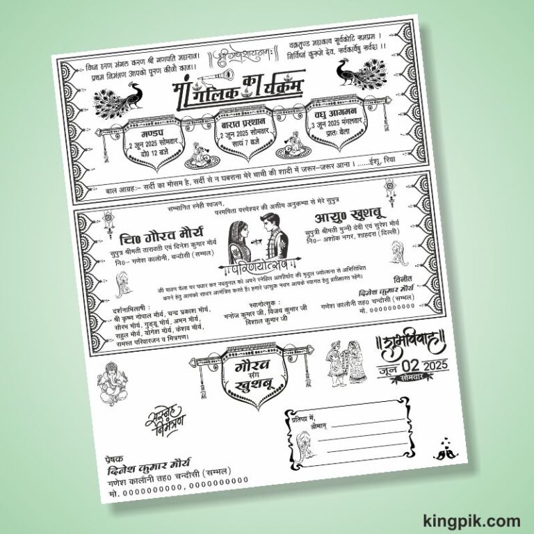 Hindu Shadi Card Design CDR file - KingPik